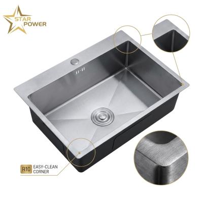 China 16 Gauge 304 Stainless Steel Double Bowl Kitchen Sink Undermount 33x22 Inch 9 Inch Deep Basin Brushed Finish for sale