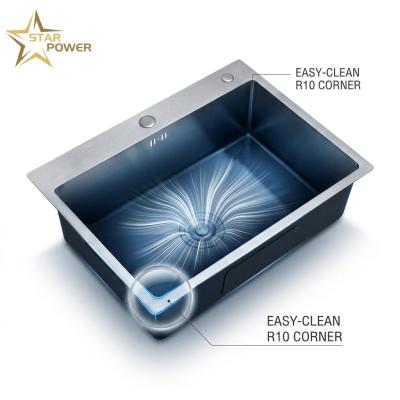 China 18 Gauge 304 Stainless Steel Deep Single Bowl Kitchen Sink Drop-in 30x18 Inch 10 Inch Basin Brushed Finish for sale