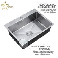 China 16 Gauge 316 Stainless Steel Deep Single Bowl Kitchen Sink Drop-in 30x18 Inch 10 Inch Basin Brushed Finish for sale