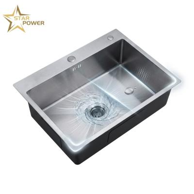 China 16 Gauge 304 Stainless Steel Deep Single Bowl Kitchen Sink Drop-in 25x22 Inch 10 Inch Basin Brushed Finish for sale