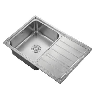 China Workstation 30x18 Kitchen Sink SUS304 16 Gauge Single Bowl with Drainboard for sale