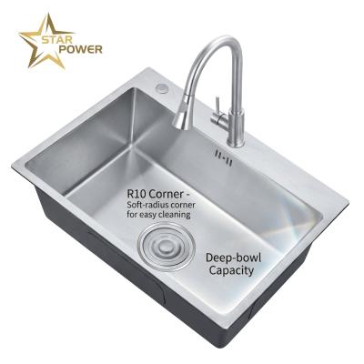 China Nano Black 31x20 Undermount Handmade Kitchen Sink SUS304 Single Bowl 18 Gauge for sale