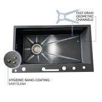 China 33 Inch Corner Kitchen Sink Double Bowl SUS304 18 Gauge Space Saving Handmade for sale