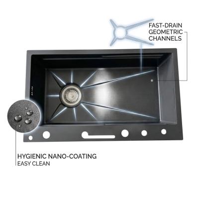 China 33 Inch Corner Kitchen Sink Double Bowl SUS304 18 Gauge Space Saving Handmade for sale