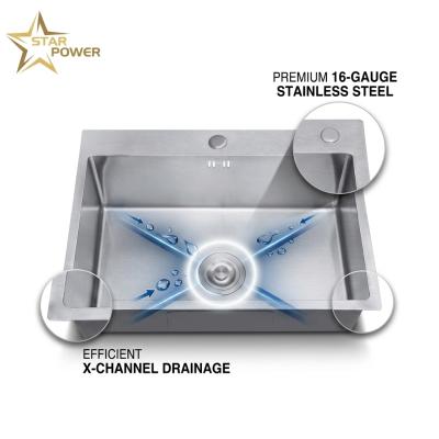 China 30 Inch Overmount Single Bowl Kitchen Sink 18 Gauge with Integrated Drainboard for sale