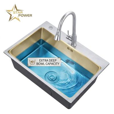 China 20 Inch Bar Prep Undermount Single Bowl Kitchen Sink 18 Gauge Nano Black Coating for sale