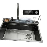 China 32 Inch Drop-In Double Bowl Kitchen Sink SUS304 20 Gauge with Glass Cover for sale