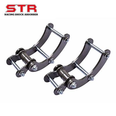 China 2-inch and 3-inch Lift Options Manganese Steel Extended Shackles with Flange Anti-Loosening Screws for 4x4 Suspension for sale