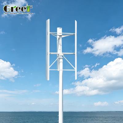 China Magnesium-Aluminum Alloy Blade Vertical Axis Wind Turbine with Coreless Disc Motor Generator and 2 m/s Cut-in Wind Speed for sale