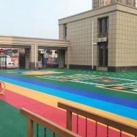 China Blue PP Interlocking Sports Flooring 3.5mm 4.5mm 6mm Outdoor Sports Interlocking Tiles for sale