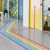China Dryback Homogeneous Flooring 2mm Laboratory Vinyl Flooring Blue Yellow Green for sale