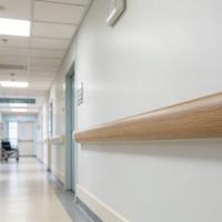 China Wood Grain PVC Anti-Collision Handrail with Aluminum Core for Healthcare Facilities for sale