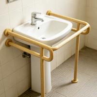 China Relle Nursing Home Wood-Grain Floor-Mounted Sink Handrail for sale