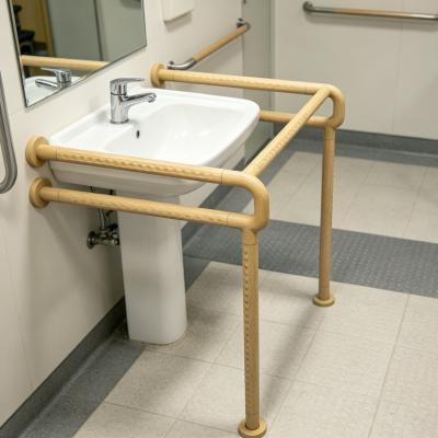 China Relle Nursing Home Wood-Grain Floor-Mounted Sink Handrail for sale