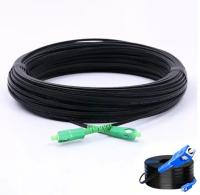 China Fiber Optic Cable SC Leather Cord Jumper Indoor Outdoor FTTH Flat Optic Cable Single-Mode Patch Cord with Connector for sale