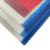 China Flat Wire Non Woven Mesh Fabric Heat Setting , Red Mesh Screen for Paper Drying for sale