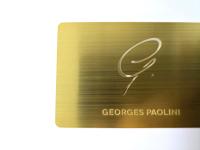 China Custom Metal Business Cards Laser Cut Engraved Golden Silver Brushed for sale