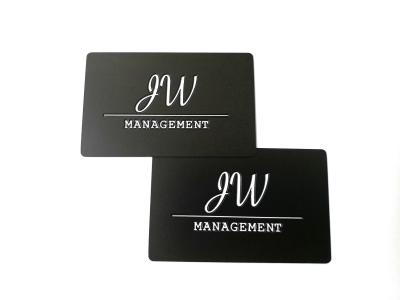 China Customized Cr80 Matt Black Steel Business Card Moq1 Deboss Logo for sale
