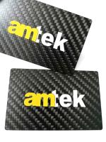 China 0.5mm Matt Black Metal Business Cards Carbon Fibre CR80 Silkscreen Printing for sale