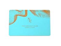 China Smooth Velvet Print Logo Metal Membership Card Blue Laser Member Name for sale