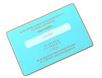 China Smooth Velvet Print Logo Metal Membership Card Blue Laser Member Name for sale