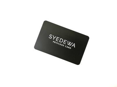 China Matte Black Metal Membership Card Silkscreen Print White Logo for sale
