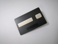 China Laser Engrave Metal RFID Card Matt Black 4442 Chip Magnetic Stripe Debit Card for sale