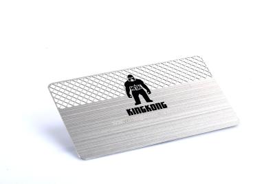 China KingKong Silver Metal Card Cut Thru Plate Etching Logo Original Steel Finish for sale
