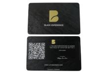 China Etch Logo Plated Matte Black 85x54mm Metal Brass Business Cards for sale