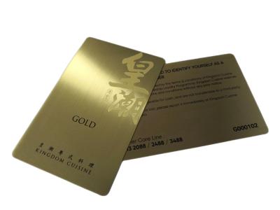 China Brush Gold Stainless Steel Metal Business Card With Etched Logo for sale