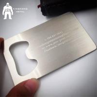 China Custom Logo  Wallet Bottle Opener Business Card Black Silver Color Etched for sale