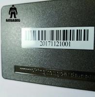 China Deboss Text  Blank Metal Business Cards , Black Metallic Business Cards With Bar Code for sale