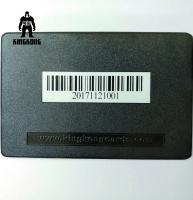 China Deboss Text  Blank Metal Business Cards , Black Metallic Business Cards With Bar Code for sale