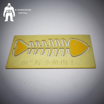 China Blank Customized Shiny Gold Metal Business Card Hollow Out Etch Logo for sale