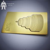China Blank Customized Shiny Gold Metal Business Card Hollow Out Etch Logo for sale