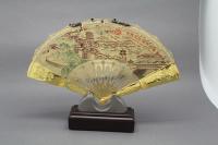 China Luxury 304 Stainless Steel Metal Gold Folding Fan For Decoration 85*54mm Etch Technique for sale