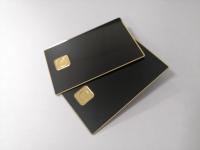 China Custom 0.8mm Plain Matte Black Metal Bank Card With Contact Chip Hole for sale