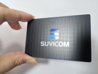 China Customized Stainless Steel Matte Black Metal Business Member Card With Color Painted Logo for sale