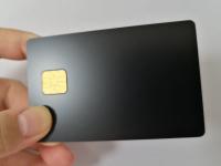 China SLE4428 Big Contact Chip Matte Black Metal Business Cards With 9mm Magnetic Stripe for sale