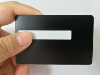 China SLE4428 Big Contact Chip Matte Black Metal Business Cards With 9mm Magnetic Stripe for sale