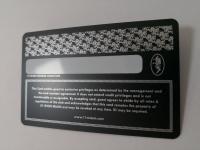 China Durable Matte Black Metal Business Cards With Silver Printing And Signature Panel for sale