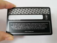China Durable Matte Black Metal Business Cards With Silver Printing And Signature Panel for sale