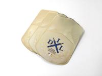 China Small Logo Adhesive Metal Label Plates Bag Accessories Brand Laser Out Sew Label for sale