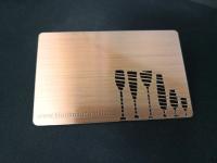 China Custom CR80 Classic Copper Brushed Metal Membership Card Cut Out Logo With Etching Text for sale
