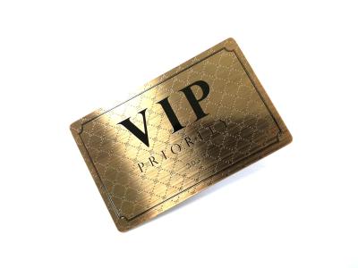 China Luxury Ancient Copper Brushed Finish VIP  Priority Access Metal Card for sale