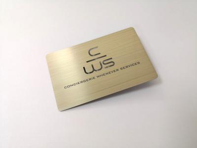 China SS Silver Brushed Metal Business Cards Hollow Out Logo 85x54x0.3mm for sale