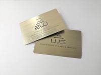 China SS Silver Brushed Metal Business Cards Hollow Out Logo 85x54x0.3mm for sale