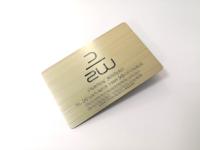 China SS Silver Brushed Metal Business Cards Hollow Out Logo 85x54x0.3mm for sale