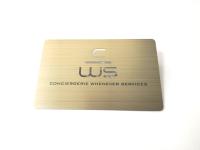 China SS Silver Brushed Metal Business Cards Hollow Out Logo 85x54x0.3mm for sale