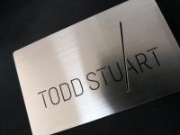 China Custom 89x54x0.8mm Silver Brushed Laser Cut Logo Engraved Metal Business Card for sale